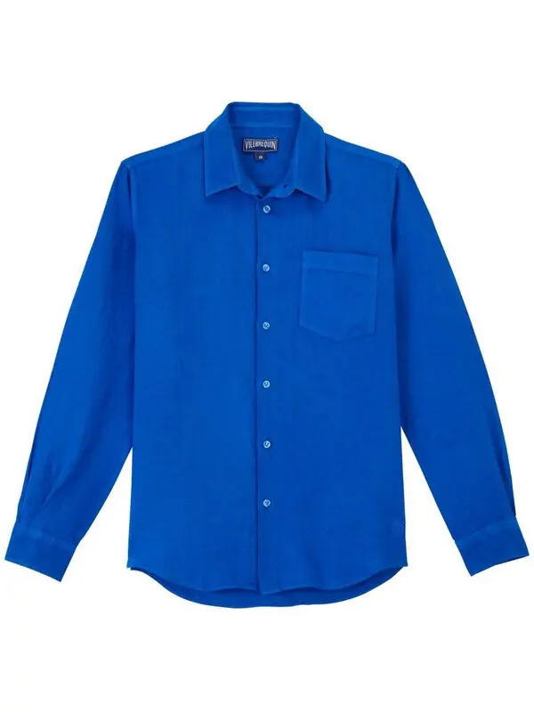 Vilebrequin Logo-embroidered Linen Shirt - Black