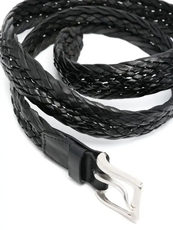 ORTIGNI Braided Leather Belt - Black