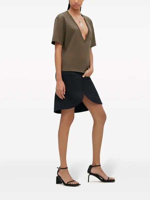 COURREGES Logo-appliqué Cropped T-shirt - Green