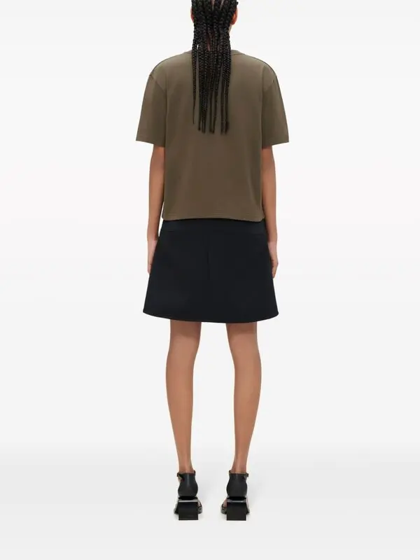 COURREGES Logo-appliqué Cropped T-shirt - Green
