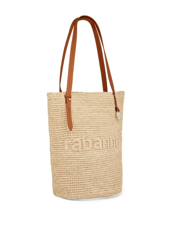 Rabanne Logo-embroidered Raffia Tote Bag
