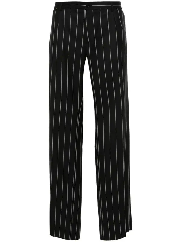 Dolce & Gabbana Pinstripe Wool Trousers - Black