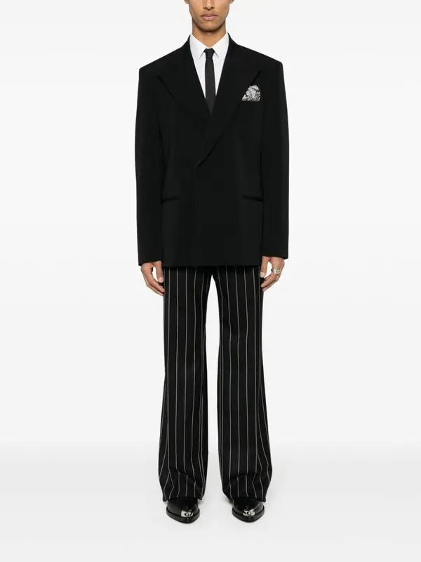 Dolce & Gabbana Pinstripe Wool Trousers - Black