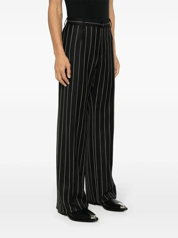 Dolce & Gabbana Pinstripe Wool Trousers - Black