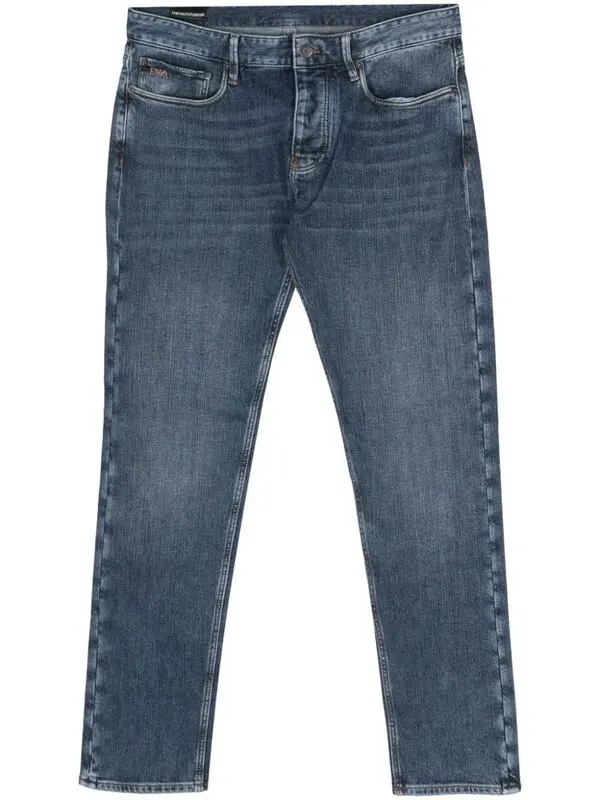Emporio Armani Logo-plaque Slim-cut Jeans - Blue