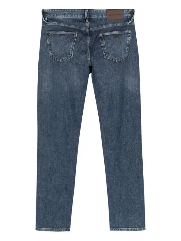 Emporio Armani Logo-plaque Slim-cut Jeans - Blue