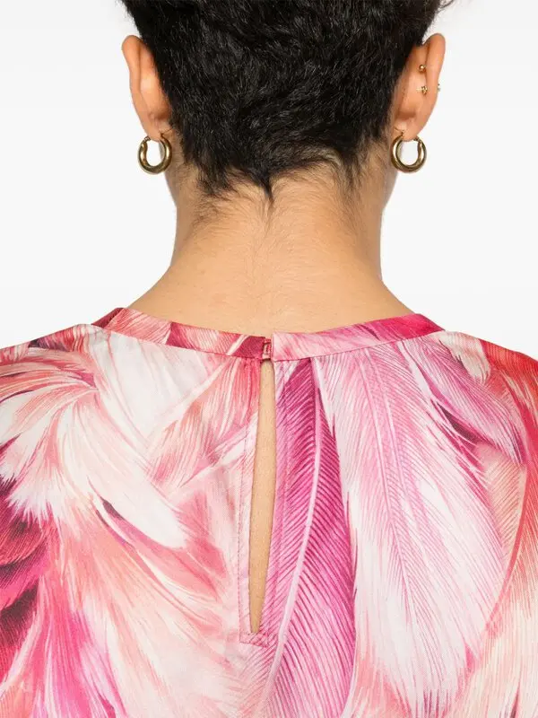 Roberto Cavalli Plumage-print Silk T-shirt