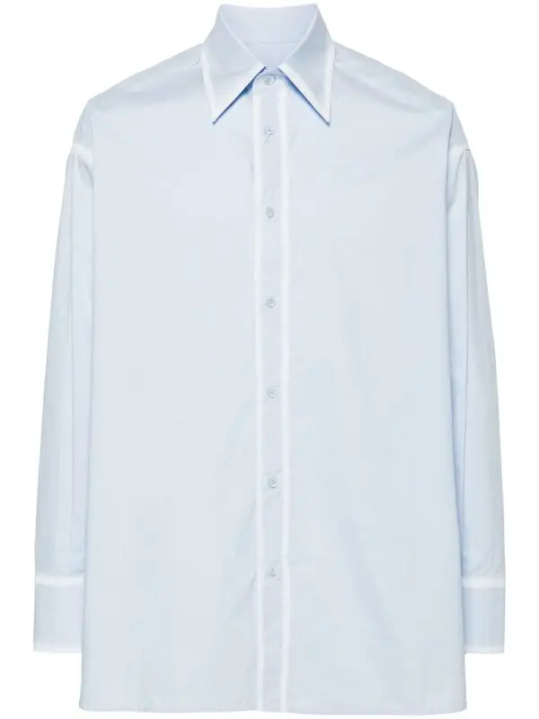 MAISON MARGIELA Distressed Cotton Shirt - Blue