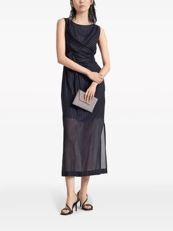 Brunello Cucinelli Pinstriped Midi Dress