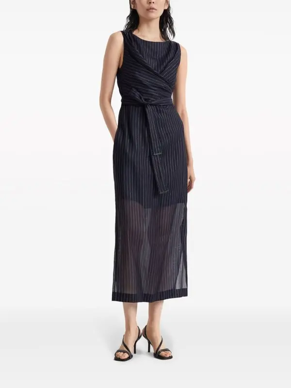 Brunello Cucinelli Pinstriped Midi Dress