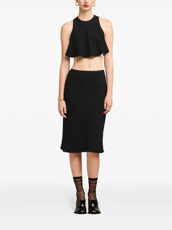 AMI Paris Flared Cropped Blouse - Black