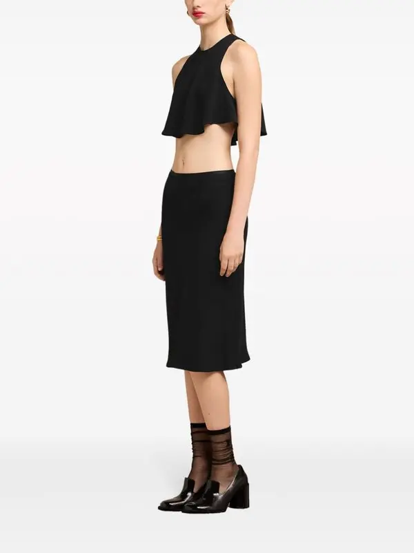 AMI Paris Flared Cropped Blouse - Black