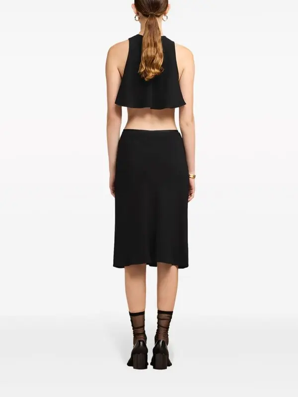 AMI Paris Flared Cropped Blouse - Black