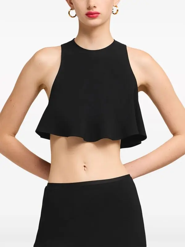 AMI Paris Flared Cropped Blouse - Black