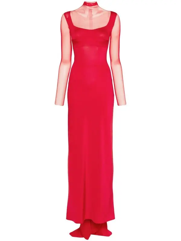 ATU BODY COUTURE Semi-sheer Gown - Red