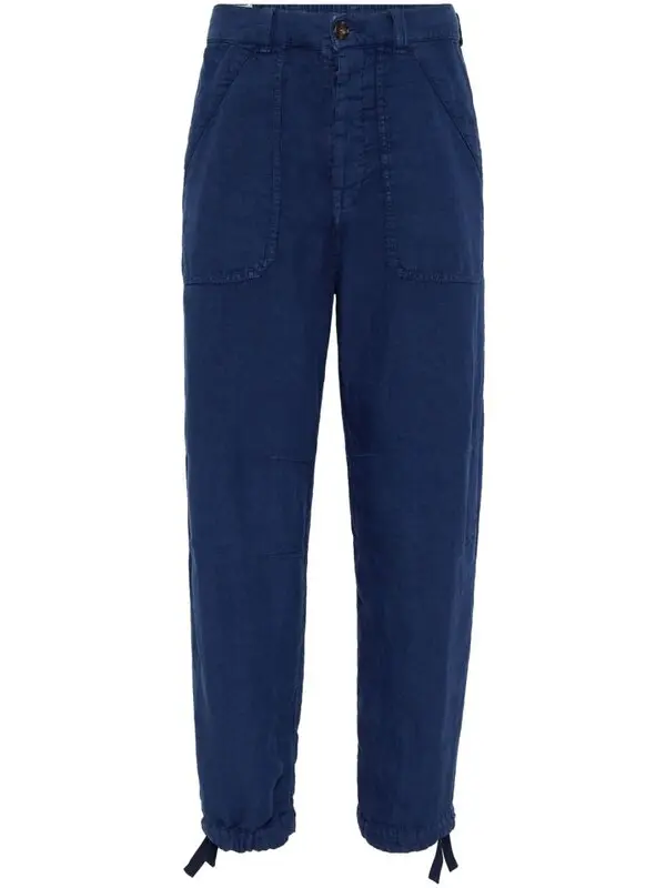 Brunello Cucinelli Dyed Linen Straight-leg Trousers - Blue