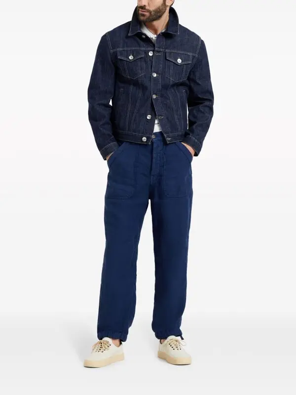 Brunello Cucinelli Dyed Linen Straight-leg Trousers - Blue