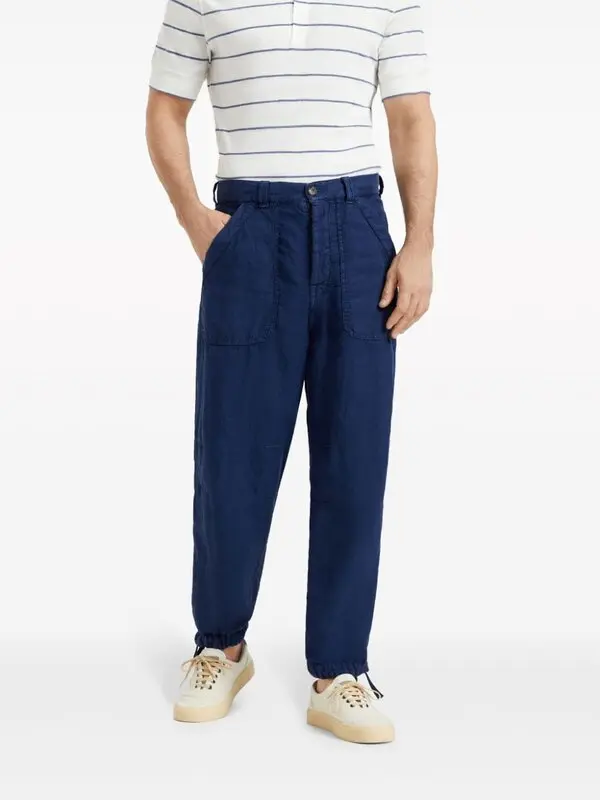 Brunello Cucinelli Dyed Linen Straight-leg Trousers - Blue