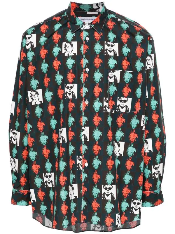 Comme Des Garçons Andy Warhol-print Cotton Shirt - Black