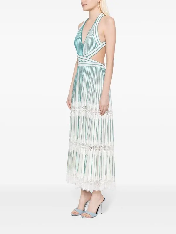 Elie Saab Lace Detail Maxi Dress In Blue - 50% Off | Editorialist