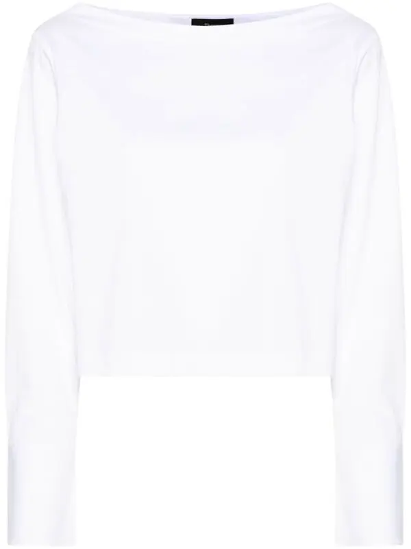 Theory Boat-neck Poplin Blouse - White