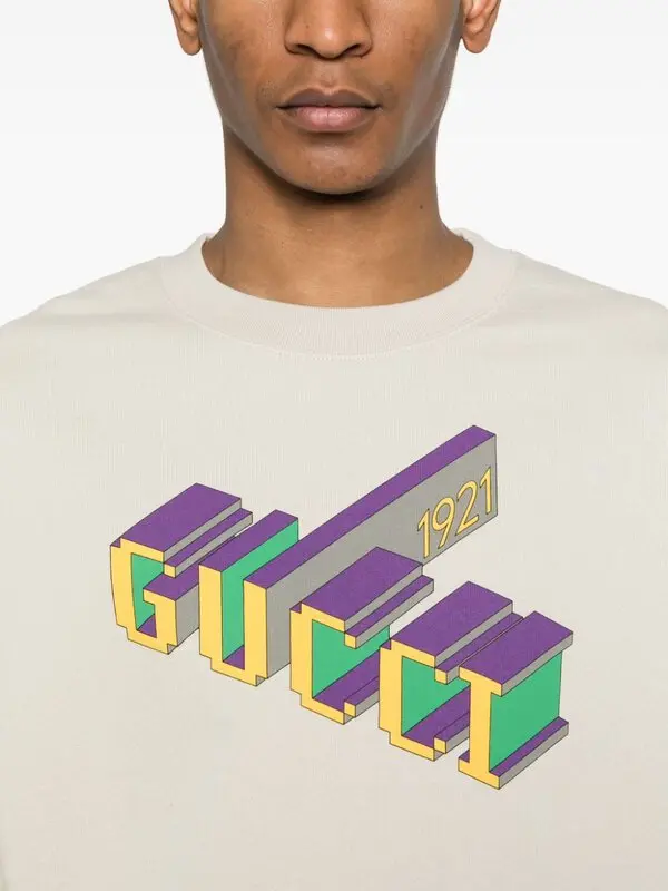 Gucci Logo-print Cotton Sweatshirt - Neutrals