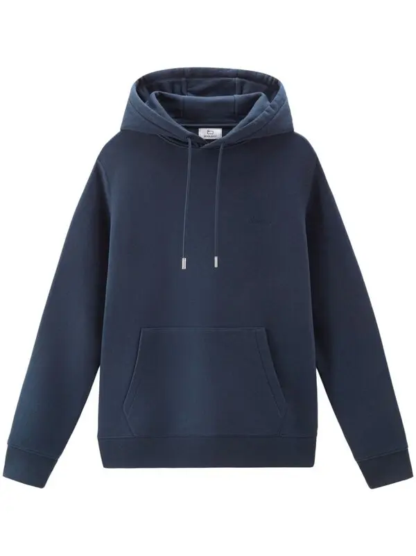 Woolrich Cotton Blend Embroidered Logo Hoodie - Blue
