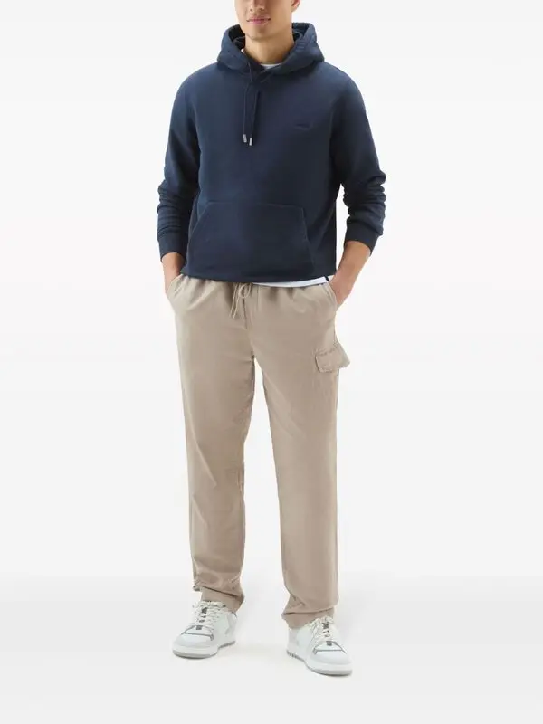 Woolrich Cotton Blend Embroidered Logo Hoodie - Blue