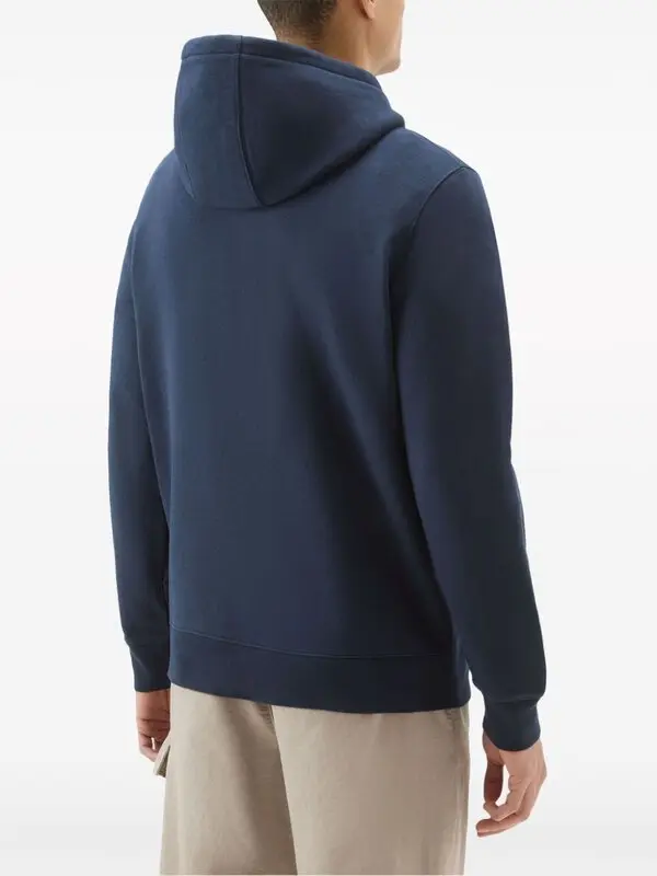 Woolrich Cotton Blend Embroidered Logo Hoodie - Blue
