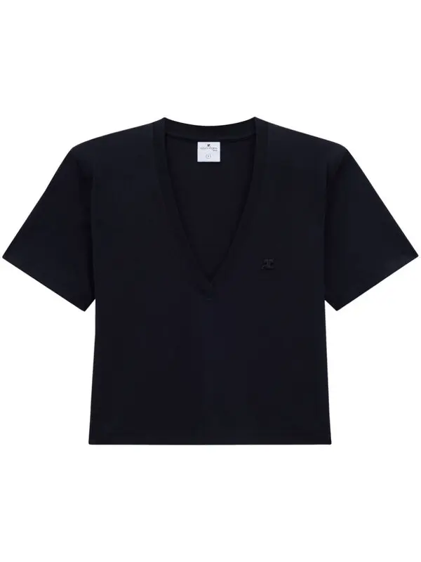 COURREGES Logo-appliqué T-shirt - Black