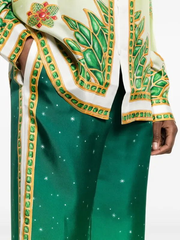 Casablanca Joyaux D'afrique Silk Trousers - Green
