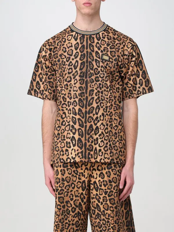 Dolce & Gabbana Animalier Print Cotton T-shirt With Contrast Trims