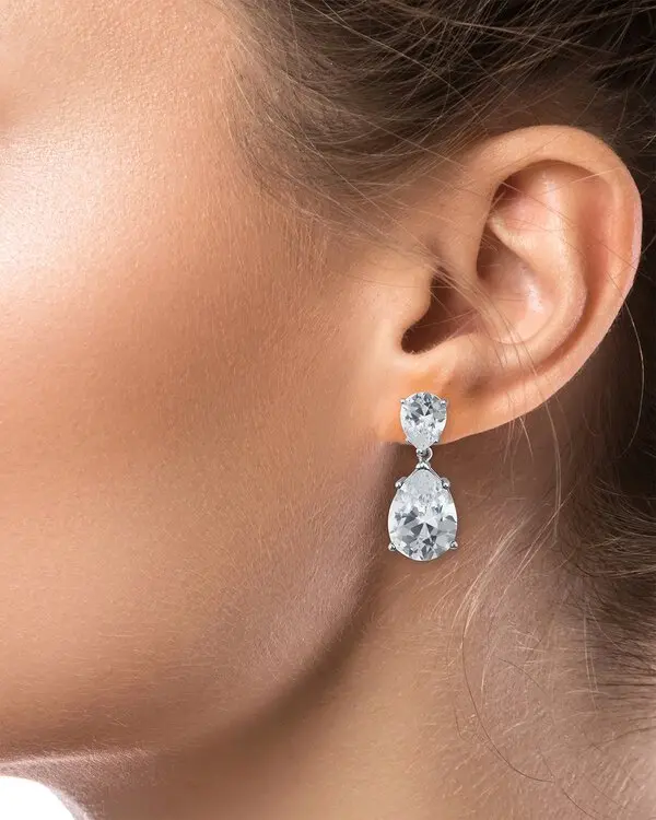 KENNETH JAY LANE Cz Double Pear Drop Earrings
