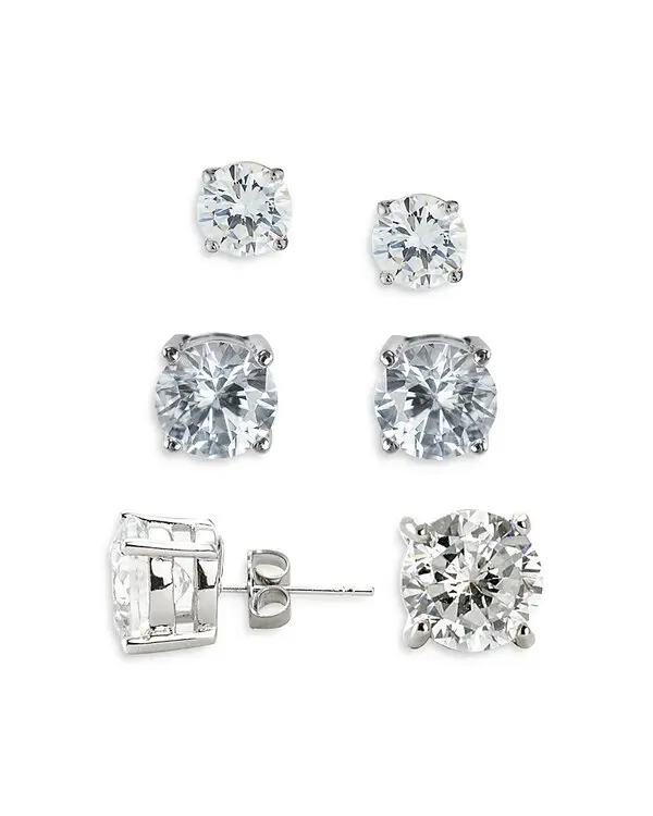 KENNETH JAY LANE Cz Round Stud Earring Set - Silver