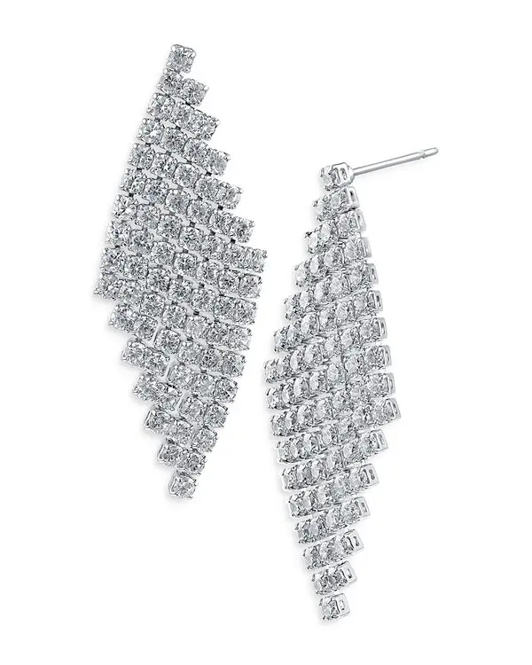 KENNETH JAY LANE Cz Mesh Statement Earrings - Silver
