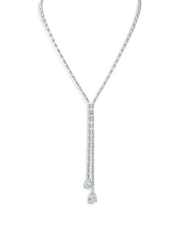 KENNETH JAY LANE Baguette & Pear Y Necklace - Silver