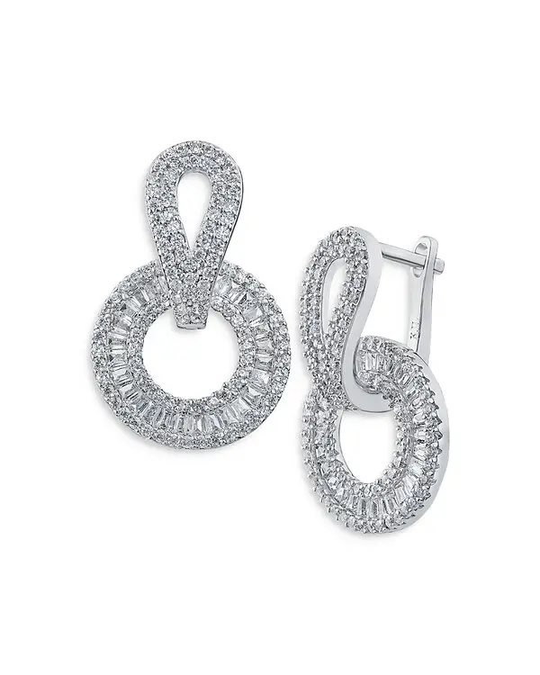 KENNETH JAY LANE Baguette Frame Circle Drop Earrings - Silver