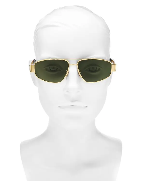 Celine Metal Triomphe Pilot Sunglasses, 57mm - Gold/green Solid