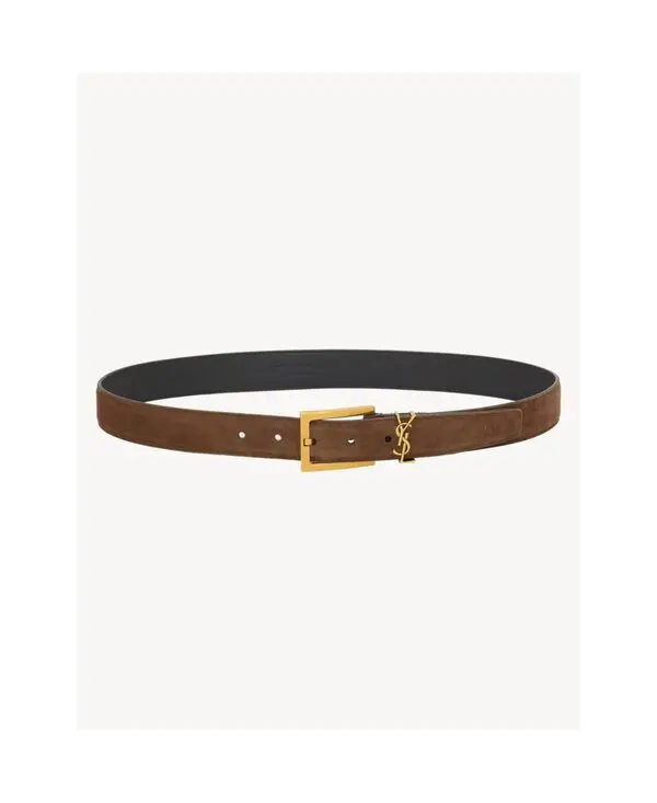 Saint Laurent Cassandre Belt - Brown Coffee