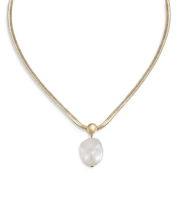 Ettika Baroque Pearl Pendant Necklace - White/gold