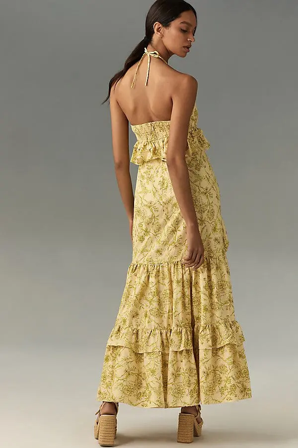 Hutch Rocco Halter Ruffled Maxi Dress In Multicolor - 43% Off