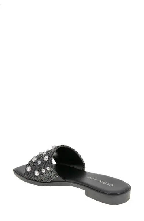 Bcbgmaxazria Lonnie Imitation Pearl Raffia Slide Sandal