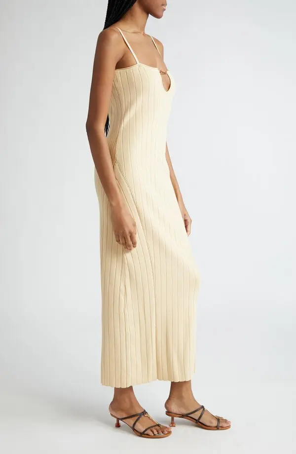 Jacquemus La Robe Sierra Bretelles Maxi Sweater Dress - Light Ivory |  Editorialist