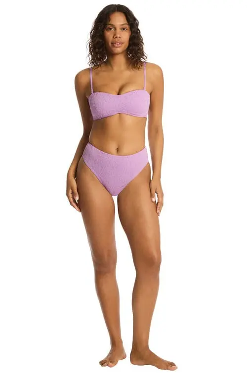 SEA LEVEL Interlace Retro High Waist Bikini Bottoms - Lavender