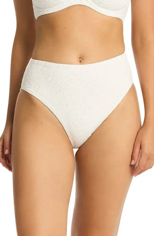 SEA LEVEL Interlace Retro High Waist Bikini Bottoms - White