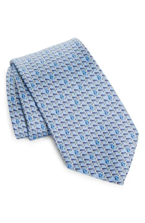 Zegna Quadri Bird Silk Tie - Blue