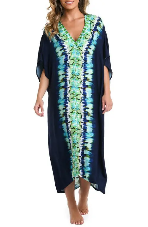 La Blanca Seas Print Cover-up Caftan - Indigo