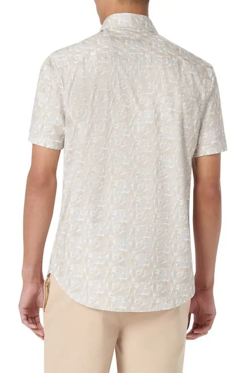 Bugatchi Miles Ooohcotton® Leaf Print Short Sleeve Button-up Shirt