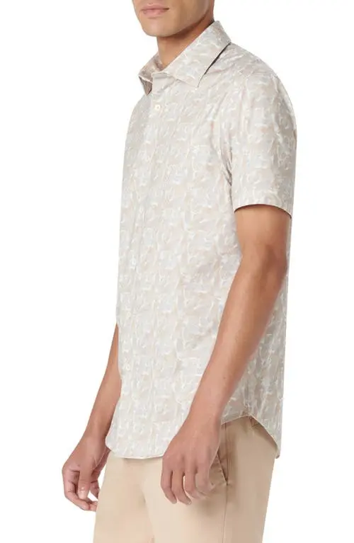 Bugatchi Miles Ooohcotton® Leaf Print Short Sleeve Button-up Shirt