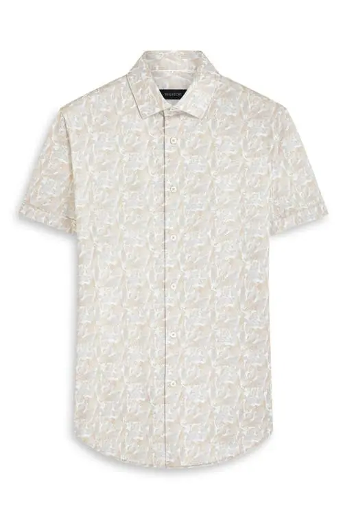 Bugatchi Miles Ooohcotton® Leaf Print Short Sleeve Button-up Shirt